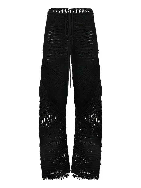 Alberta Ferretti Crochet-mesh Trousers - Black