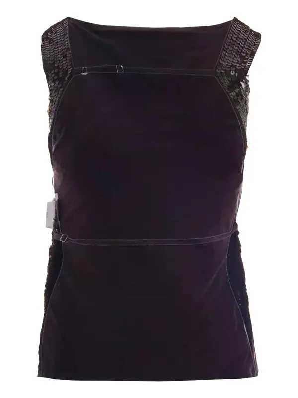 P.a.r.o.s.h Sequin-embellished Floral-pattern Top - Orange