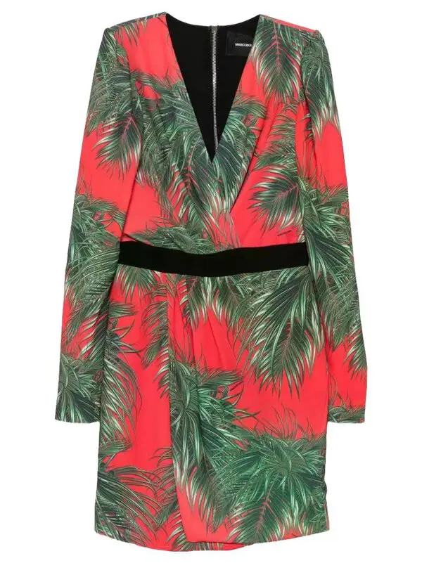 MARCO BOLOGNA Palm-print Wrap-style Mini Dress - Red