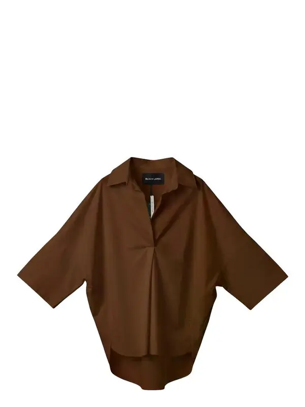 Black Label Oversized Pleated Shirt - Brown