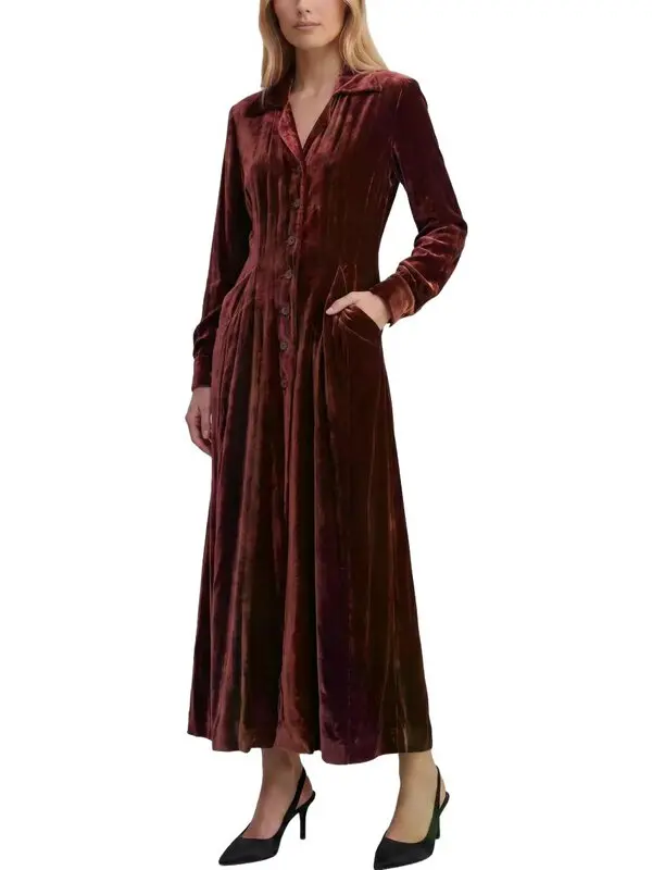 Etro Velvet Button-up Coat - Brown