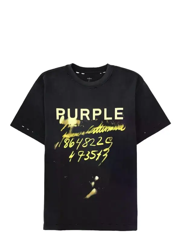 PURPLE BRAND Distressed Logo-print T-shirt - Black