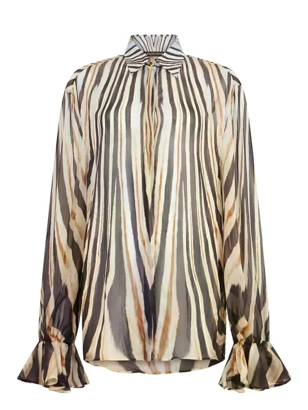 Roberto Cavalli Zebra-print Ruffled-cuff Shirt - Black