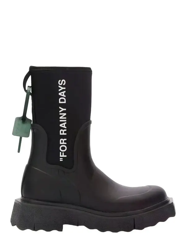 Off-White Sponge Logo Print Rain Boots - Black
