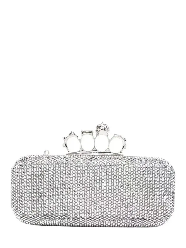 Alexander McQueen Long Knuckle Crystal-embellished Clutch Bag - Silver