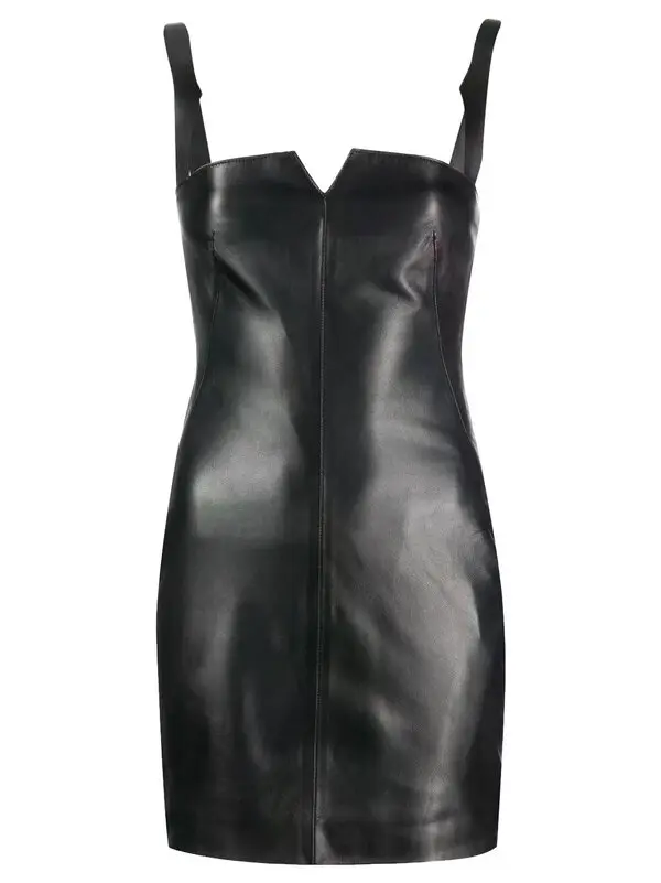 Off-White Leather Mini Dress - Black
