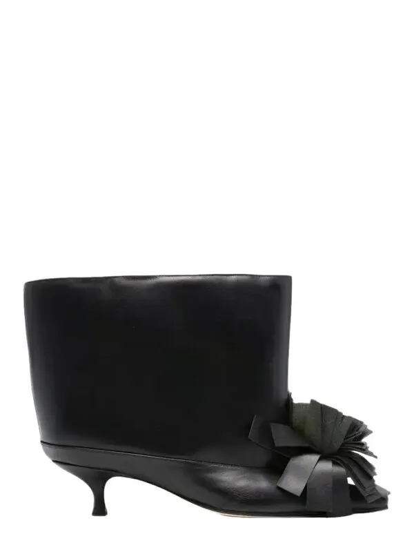 A.W.A.K.E. Mode Flower-detail Leather Ankle Boots - Black