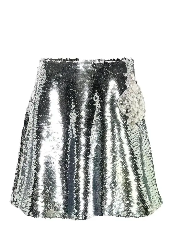 GENNY Sequinned Mini Skirt - Silver
