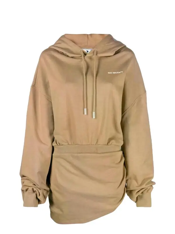 Off-White For All Hooded Sweatshirt Dress - Brown