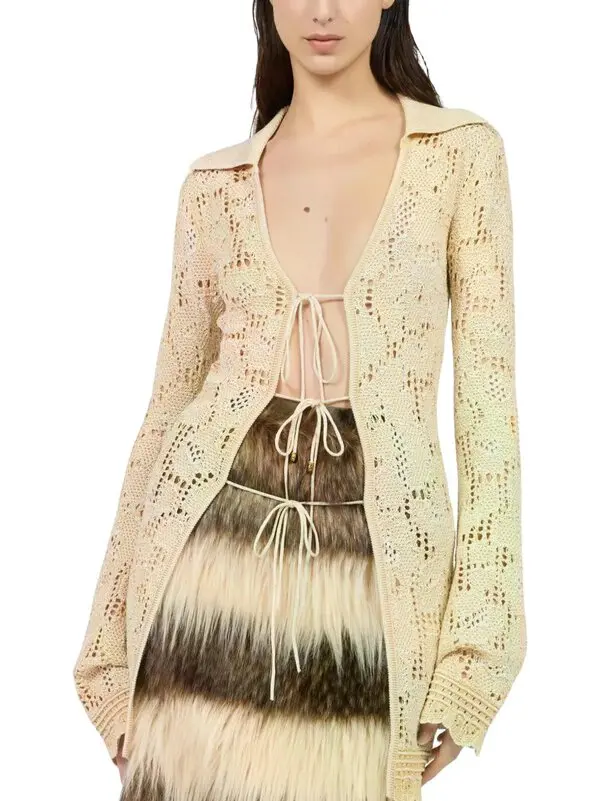 Roberto Cavalli Front-tie Cardigan - Neutrals