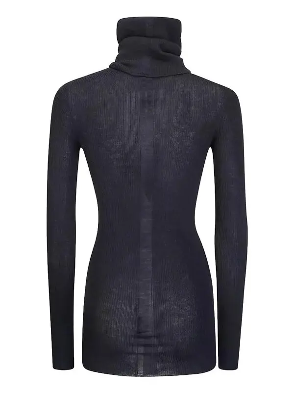 Rick Owens Ls Tube Ribbed-knit Roll-neck Sweater - Black