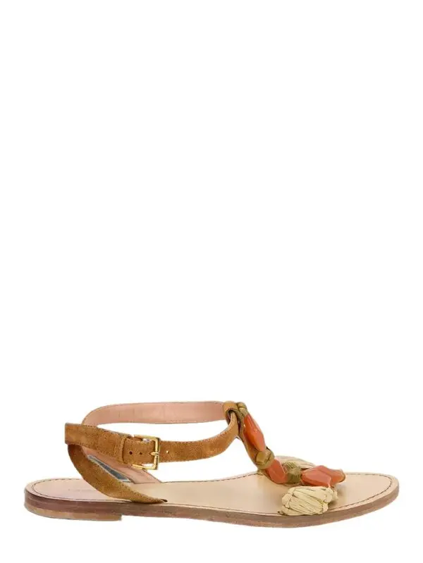Alberta Ferretti Embellished Buckled Sandals - Brown