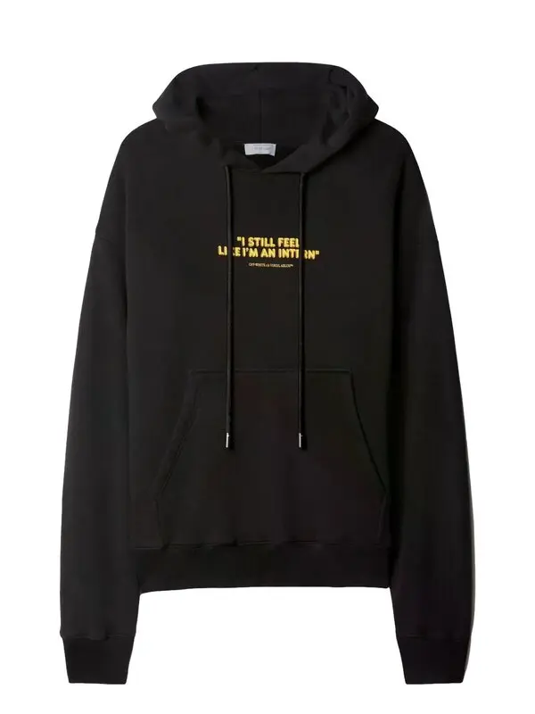 Off-White Intern Slogan-print Cotton Hoodie - Black