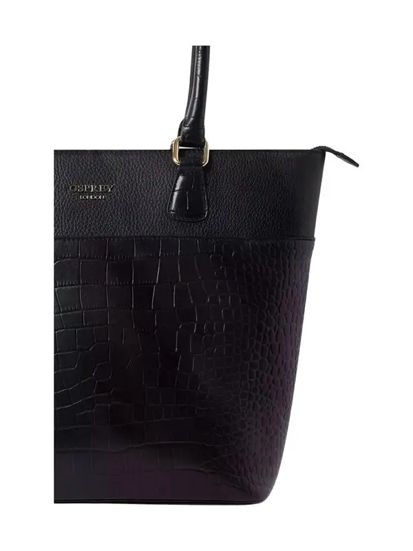 OSPREY Kellie Croc-effect Pebbled Tote Bag - Black