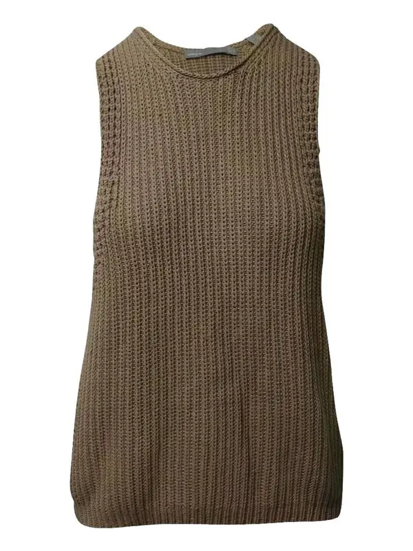 Vince Waffle-stitch Sleeveless Top - Brown