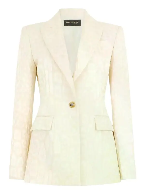 Roberto Cavalli Leopard-jacquard Single-breasted Blazer - Neutrals