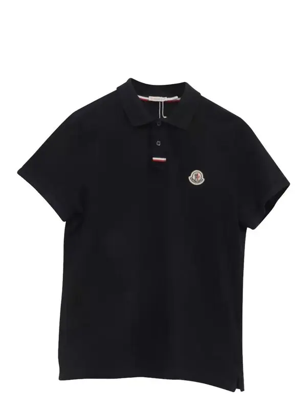 Moncler 2020s Logo Patch Piqué Polo Shirt - Blue