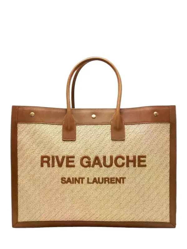 Saint Laurent 2023 Rive Gauche Raffia Tote Bag - Neutrals