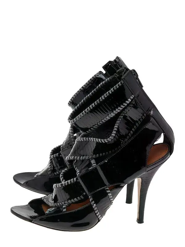 Givenchy Whipstitch Patent Leather Sandals - Black