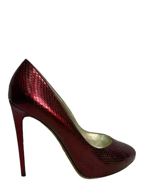 Dolce & Gabbana 2010s Snake-embossed Leather Pumps - Red