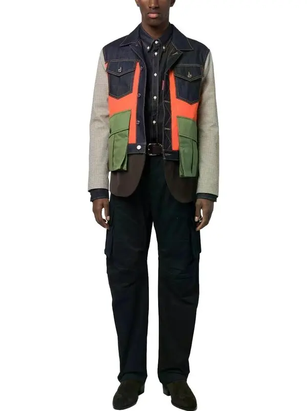 Dsquared2 Patchwork Buttoned Jacket - Blue