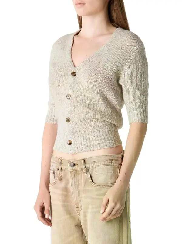 R13 Cashmere Elbow-sleeve Cardigan - Neutrals