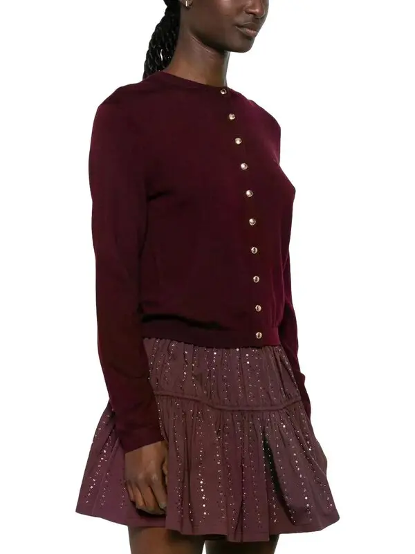 Maje Button-fatening Embroidered Cardigan - Red