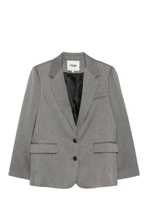 Maje Striped Crystal-embellished Blazer - Grey
