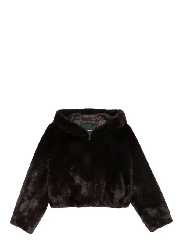 Pinko Faux-fur Hooded Jacket - Brown