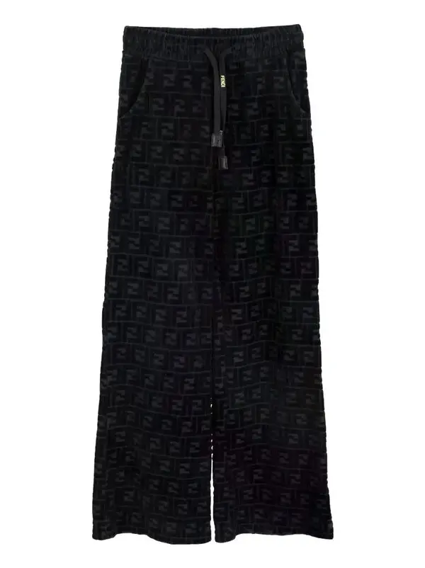 Fendi Ff Monogram Velvet Trousers - Black