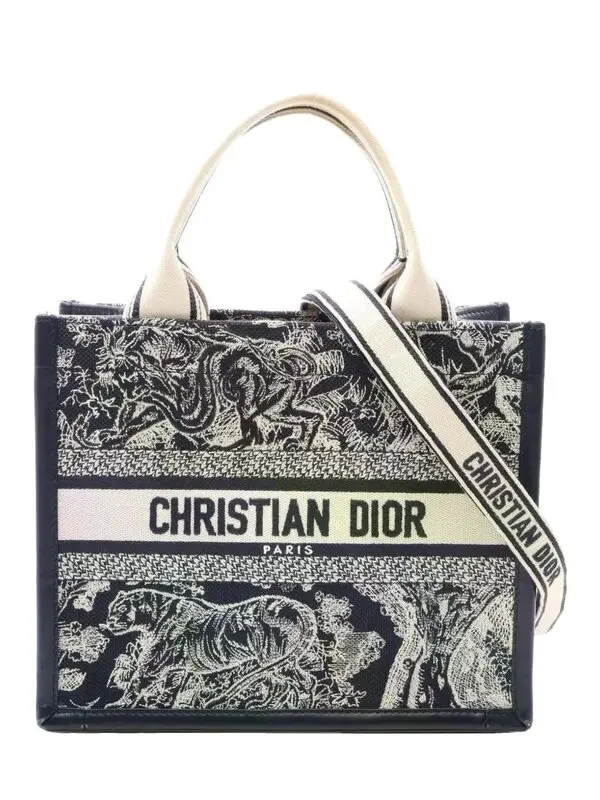 Dior 2010s Small Book Tote Logo-print Tote Bag - Blue