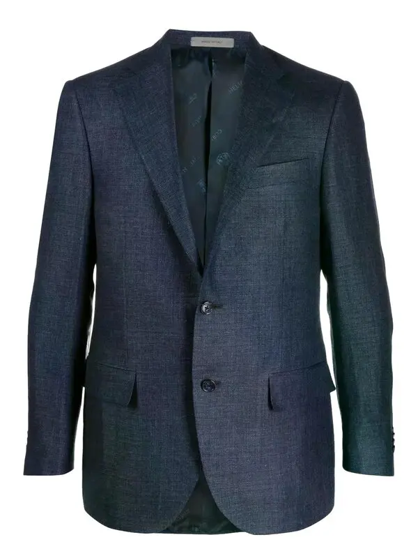 Corneliani Single-breasted Linen/flax Blend Blazer - Blue