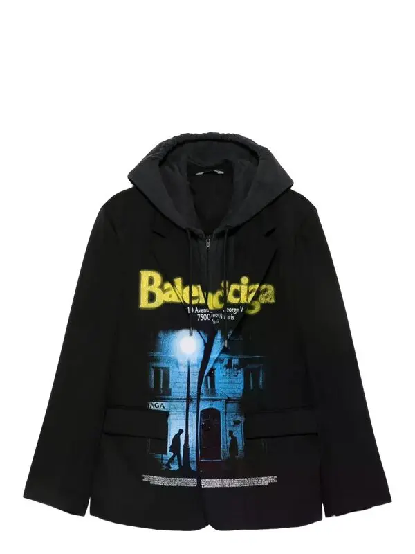 Balenciaga Graphic-print Layered Jacket - Grey