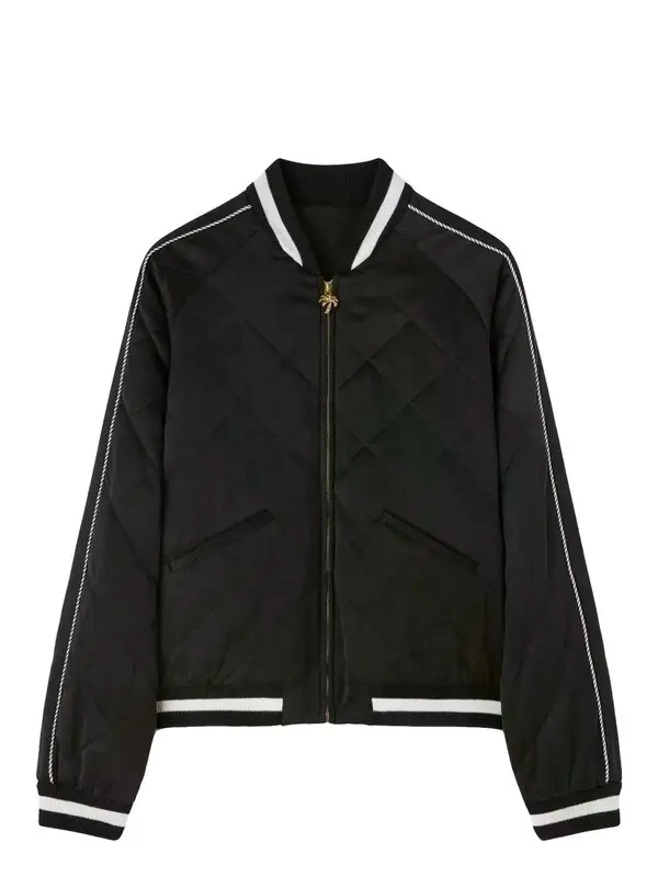 Palm Angels Logo-embroidered Quilted Jacket - Black