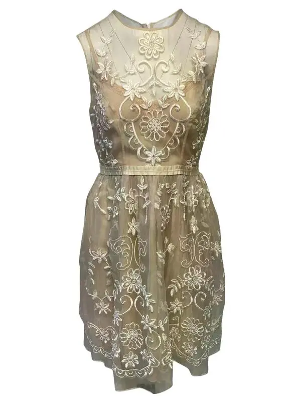 NEEDLE & THREAD Embroidered Lace Dress - Neutrals