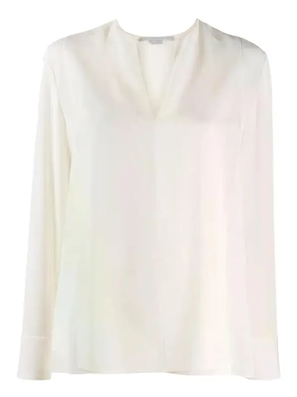 Stella McCartney Split-neck Long-sleeve Blouse - Neutrals