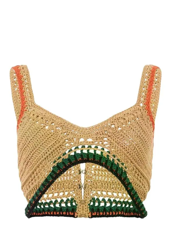 Alberta Ferretti Crochet-knit Cropped Top - Neutrals