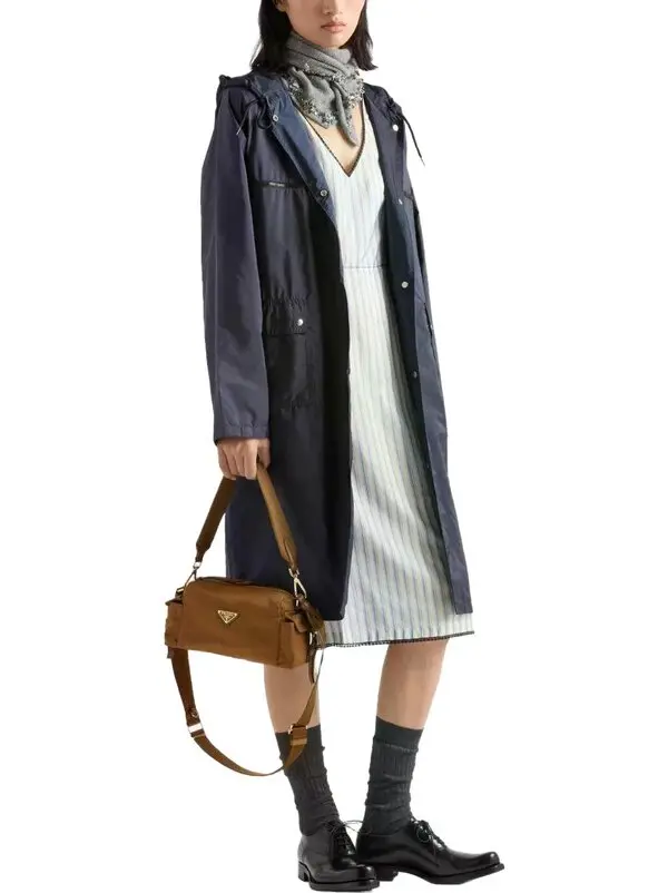 Prada Re-nylon And Leather Shoulder Bag - Brown