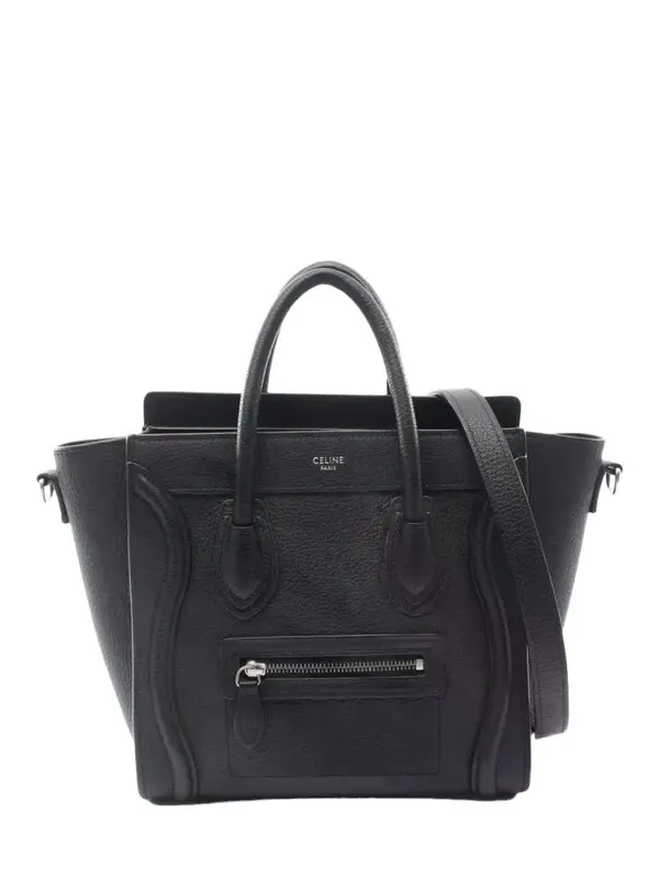 Celine 2000s Luggage Nano Two-way Leather Handbag - Black