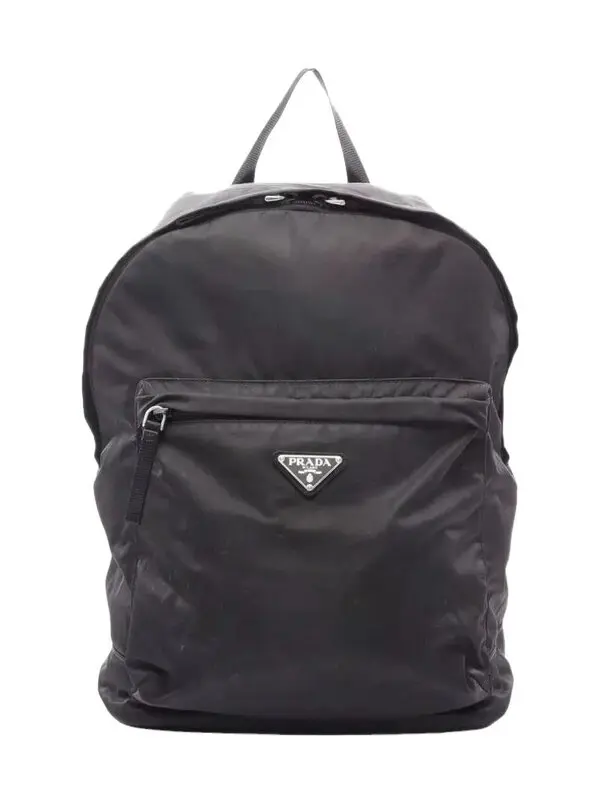 Prada 2000s Logo-triangle Backpack - Black