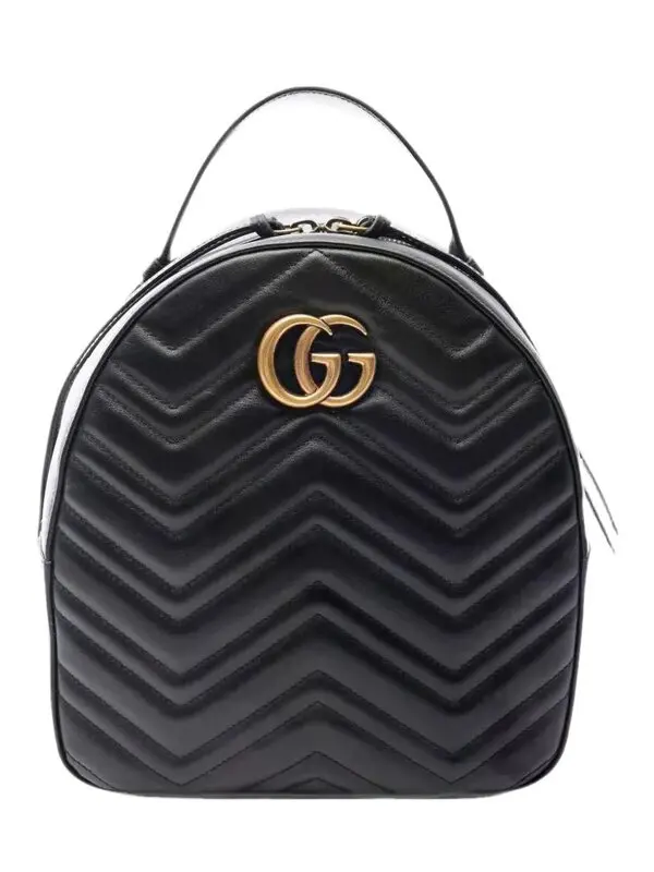Gucci 2010s Gg Marmont Chevron-pattern Leather Backpack - Black