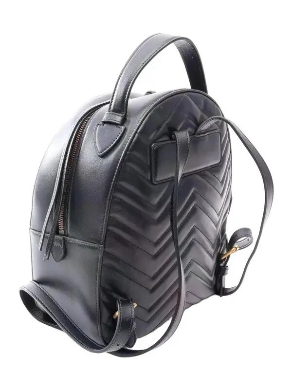 Gucci 2010s Gg Marmont Chevron-pattern Leather Backpack - Black