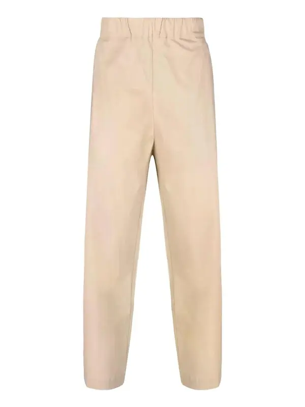 LANEUS Stretch-cotton Tapered Trousers - Neutrals