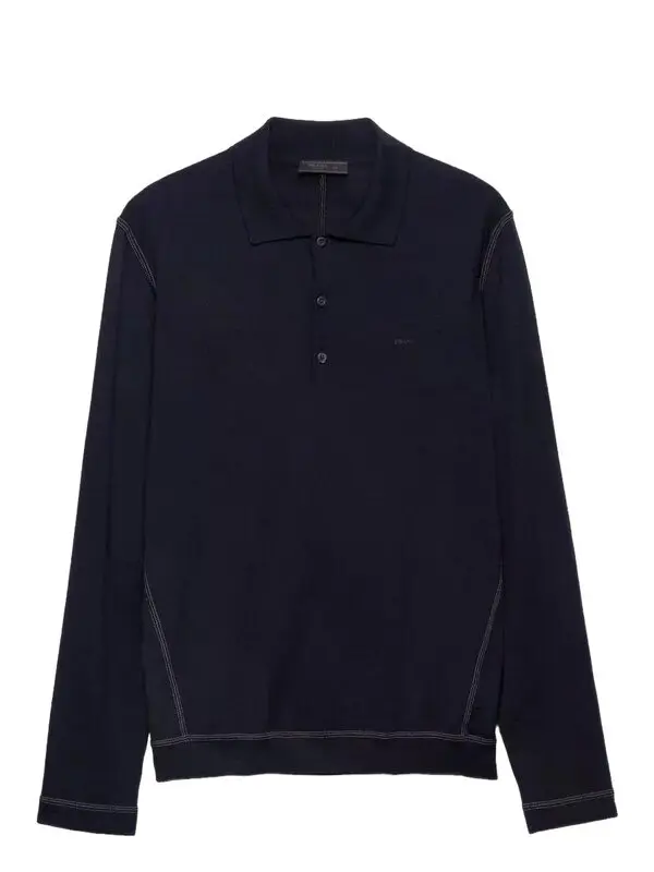 Prada Long-sleeved Wool Polo Sweater - Blue