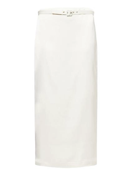 Anna October Aletta Pencil Satin Midi Skirt - Ivory