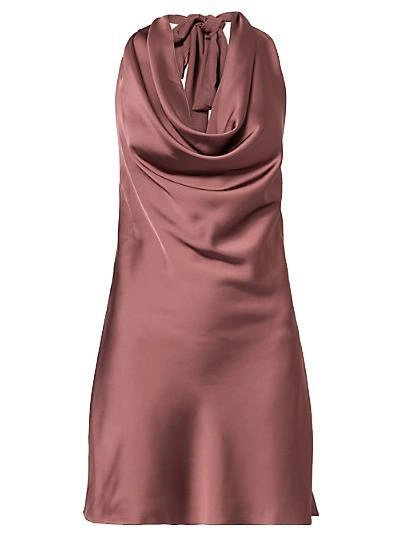 Anna October Margaret Draped Satin Mini Dress - Brown