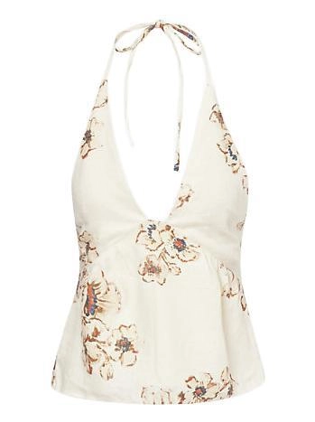 SIR. Freja Floral-pattern Linen Halterneck Top - Rosetta