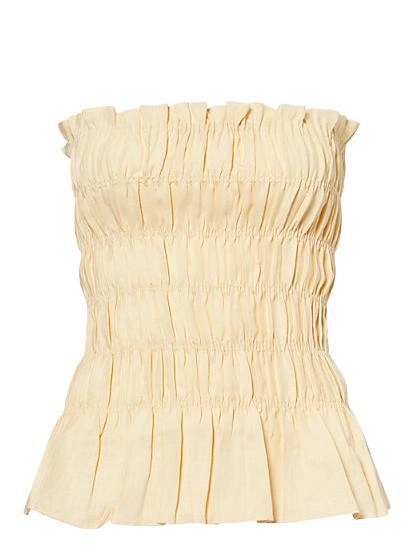 Faithfull The Brand Tiera Linen Ruched Top - Daffodil