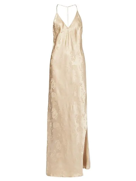 Anna October Justina Backless Satin Maxi Dress - Beige
