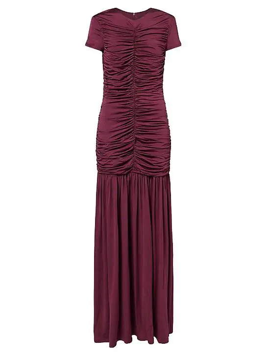 ROTATE BY BIRGER CHRISTENSEN Cap-sleeve Gathered Jersey Maxi Dress - Purple